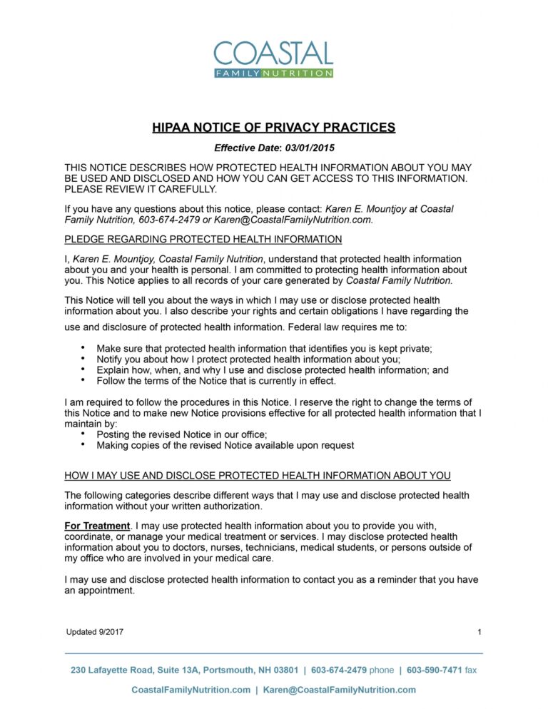 Best Notice Of Privacy Practices Template Word Example - Tacitproject