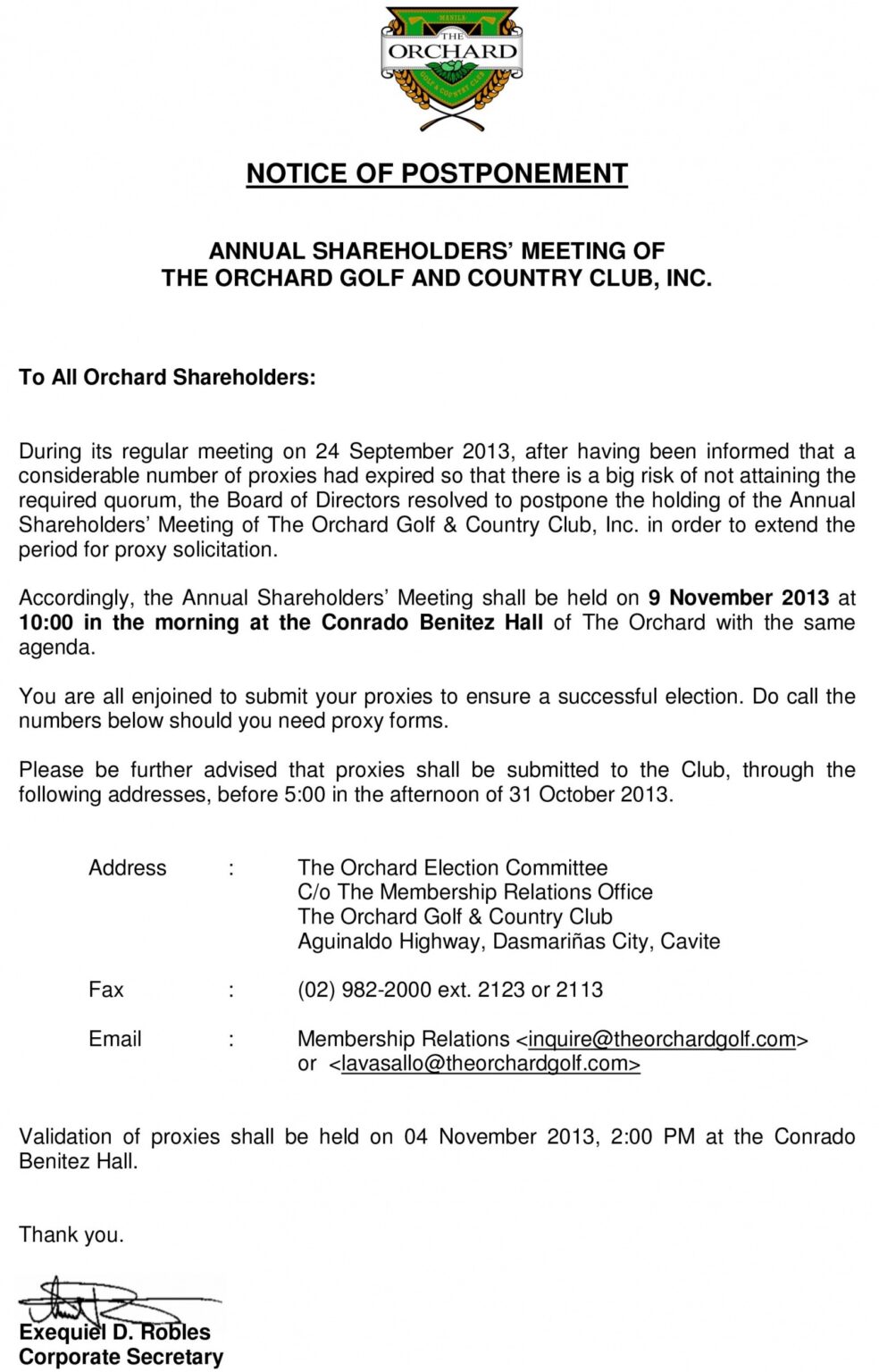 Notice Of Annual Meeting Template