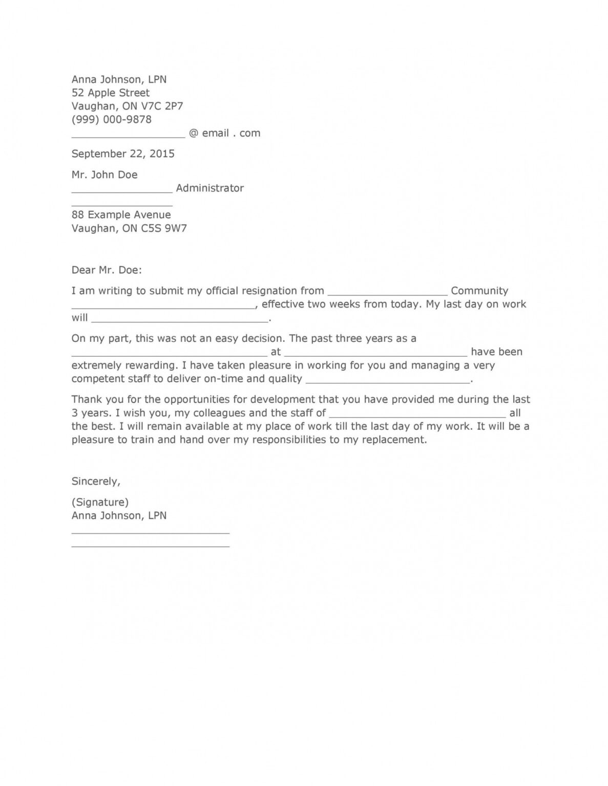 Printable 2 Weeks Notice Email Template Word Example Tacitproject