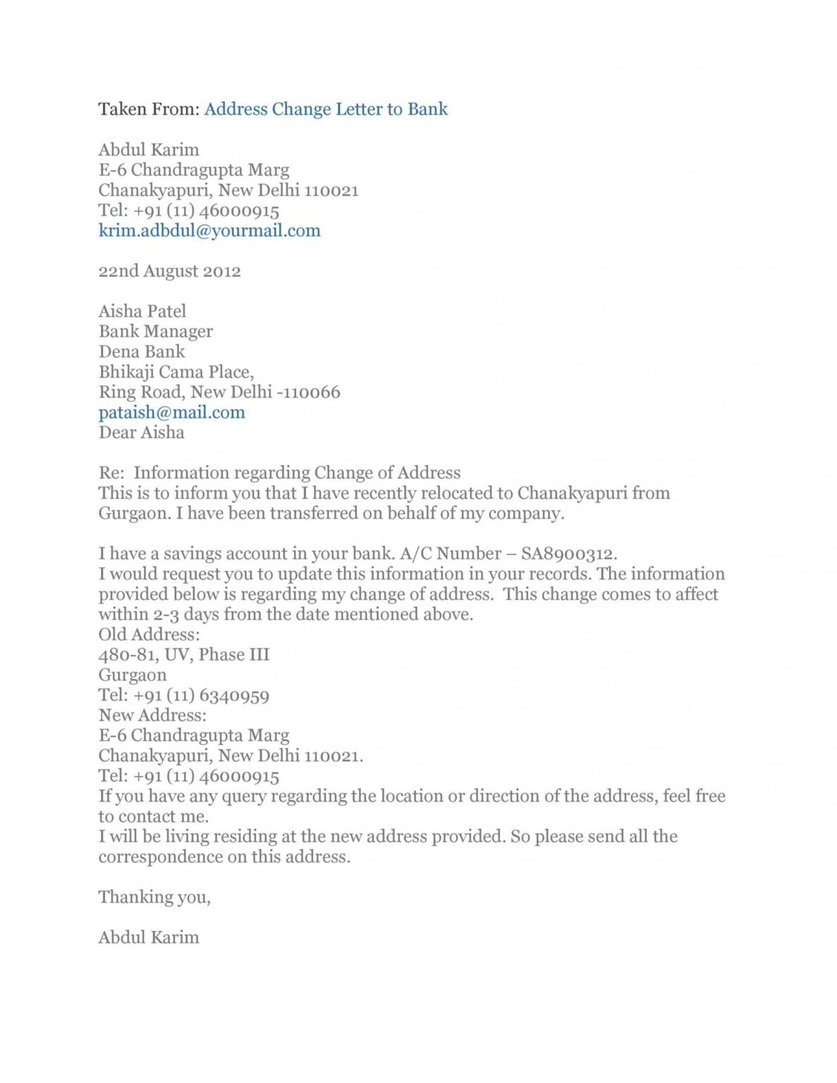 Professional Address Change Notice Template PDF Sample - Tacitproject