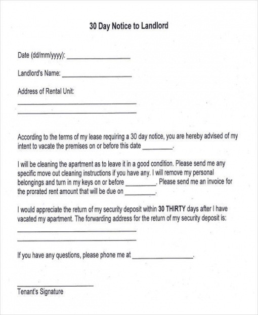30 Day Notice Of Moving Out Template Doc Tacitproject