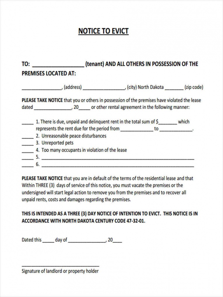 Costum Formal Eviction Notice Template Sample Tacitproject