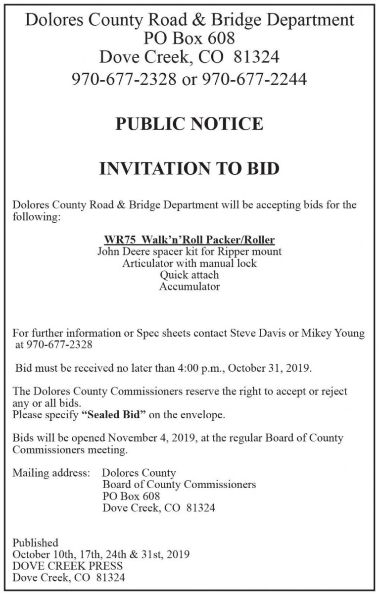 Notice Of Invitation To Bid Template