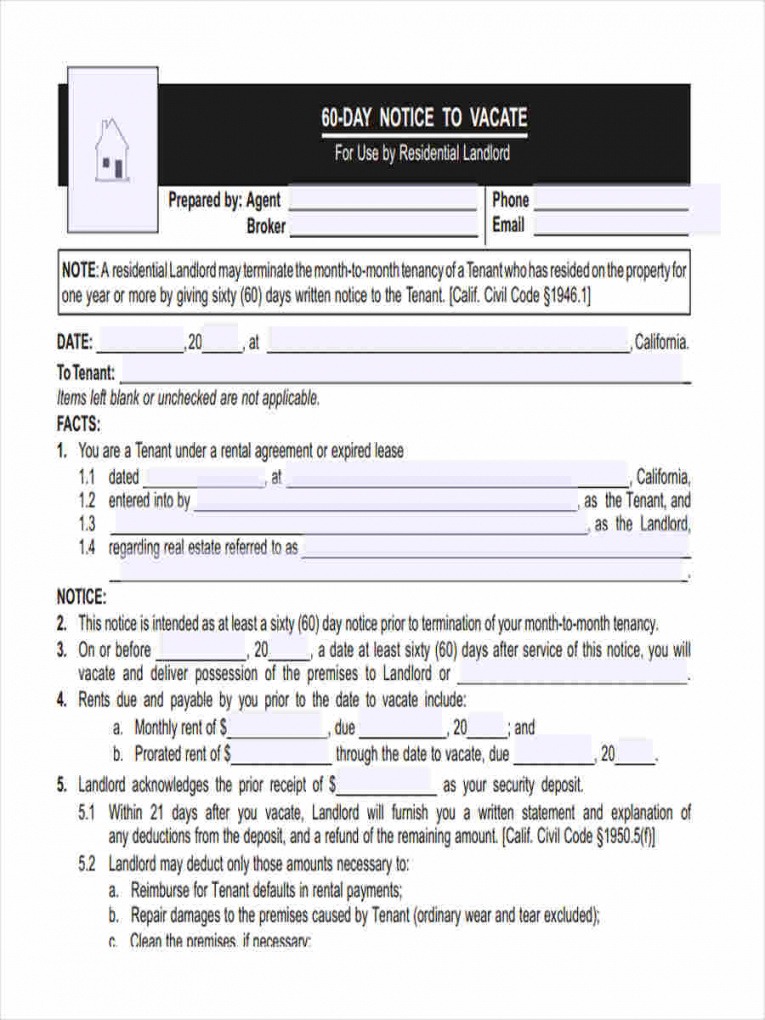 Printable 60 Day Move Out Notice Template Doc Tacitproject