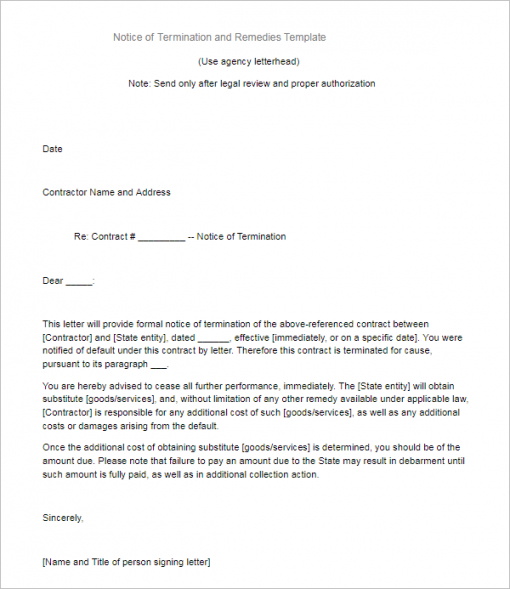 Termination Of Employment Notice Template