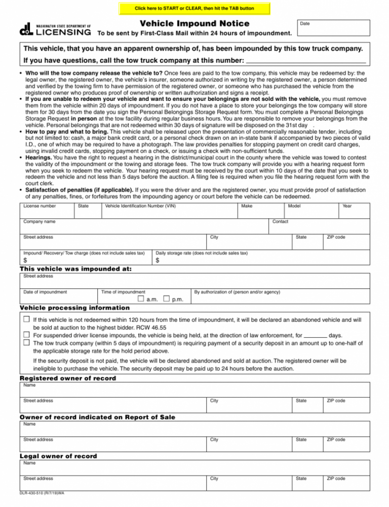 Free Abandoned Vehicle Notice Template Word - Tacitproject