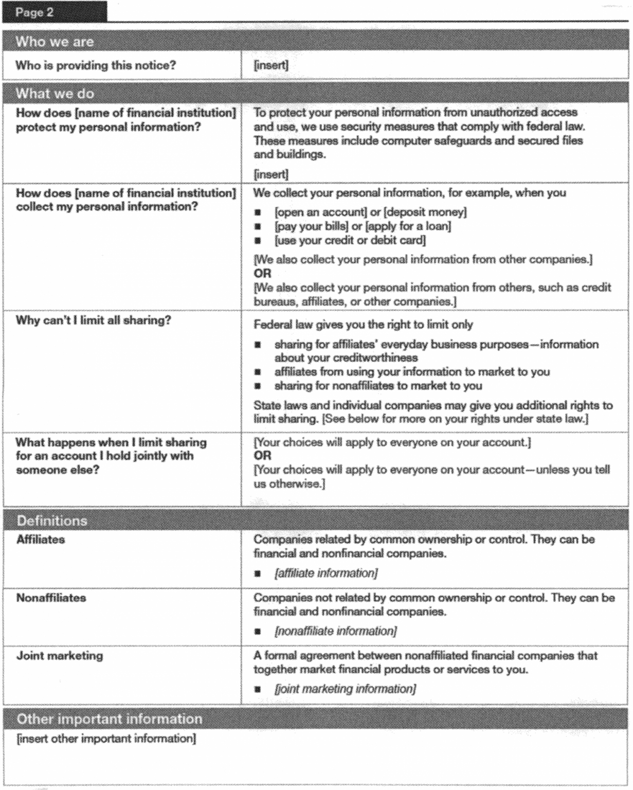 Printable Glba Privacy Notice Template Word Sample - Tacitproject