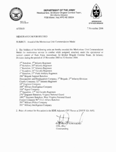 Editable Army Memorandum Template Word Sample - Tacitproject