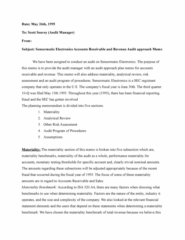 Internal Audit Memorandum Template Excel Sample - Tacitproject Internal Audit Memorandum Template Excel Sample - Tacitproject