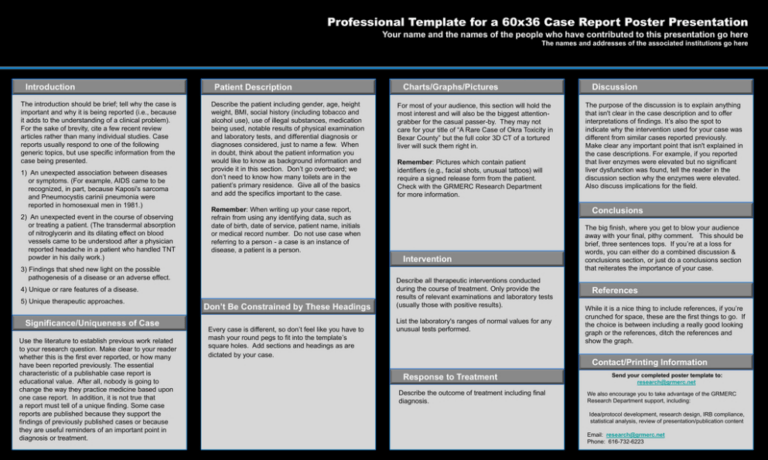 Case Report Poster Presentation Template