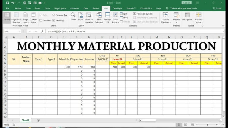 Production Report Template