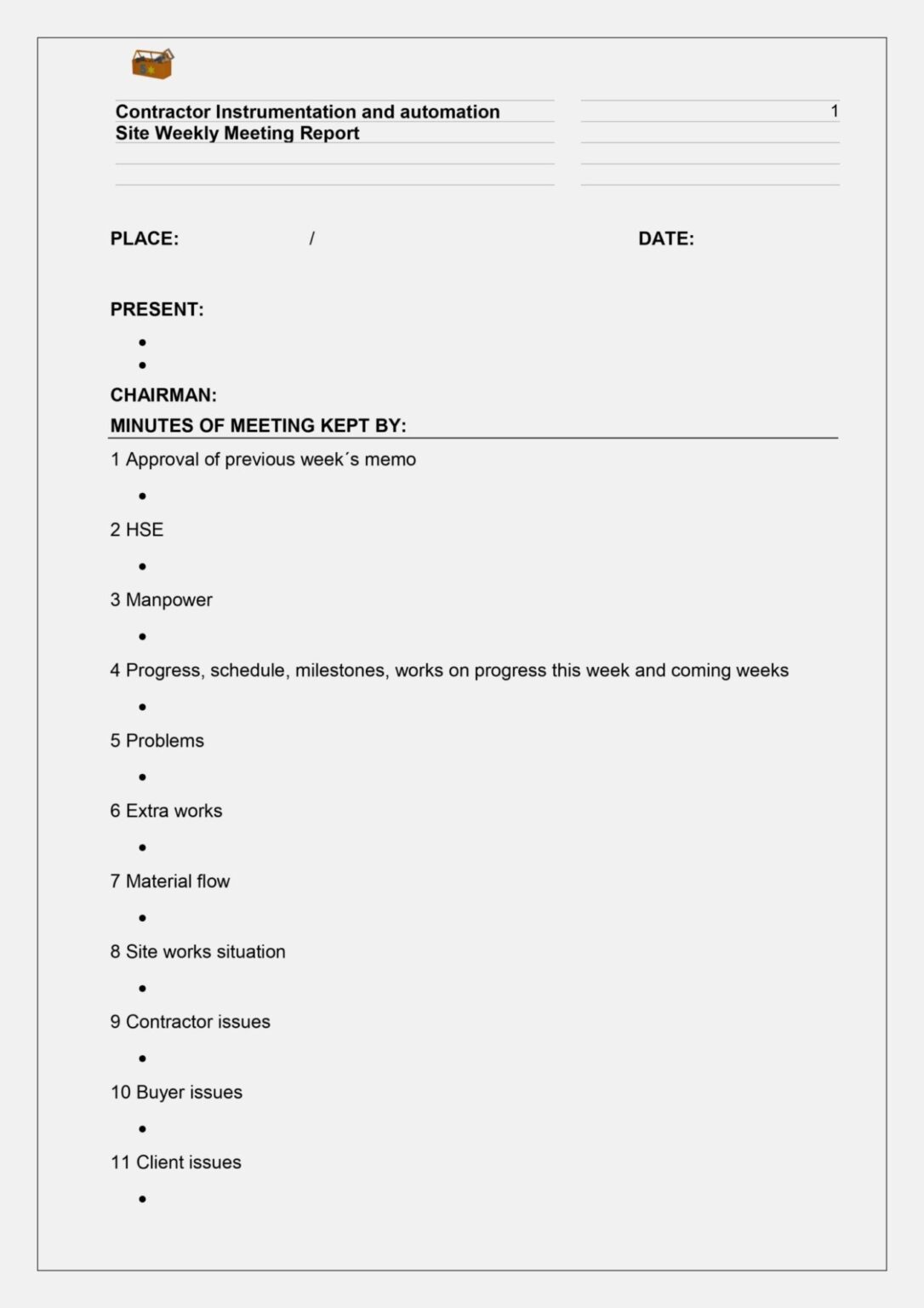 Printable After Meeting Report Template PDF - Tacitproject