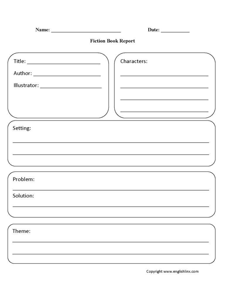 Printable Book Report Template For 5Th Graders Word Example - Tacitproject