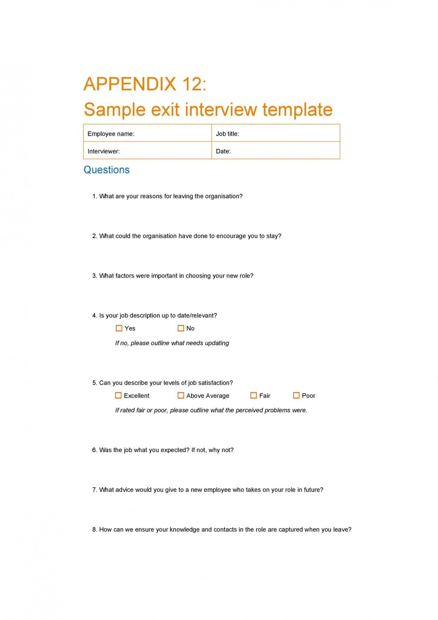 10 Editable Exit Interview Summary Report Template Docx - Tacitproject