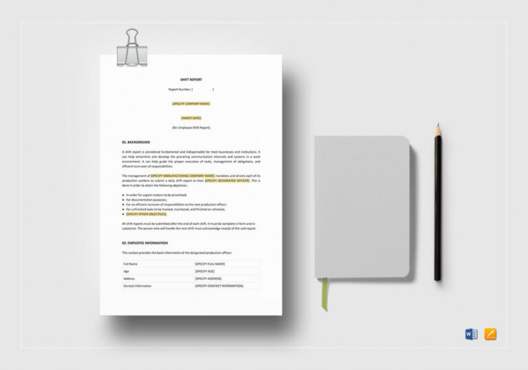 6 Editable End Of Shift Report Template Example - Tacitproject