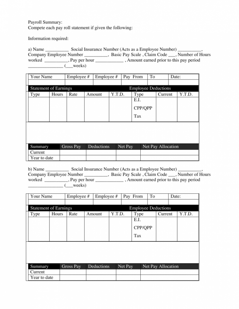 8 Annual Payroll Summary Report Template Docx - Tacitproject