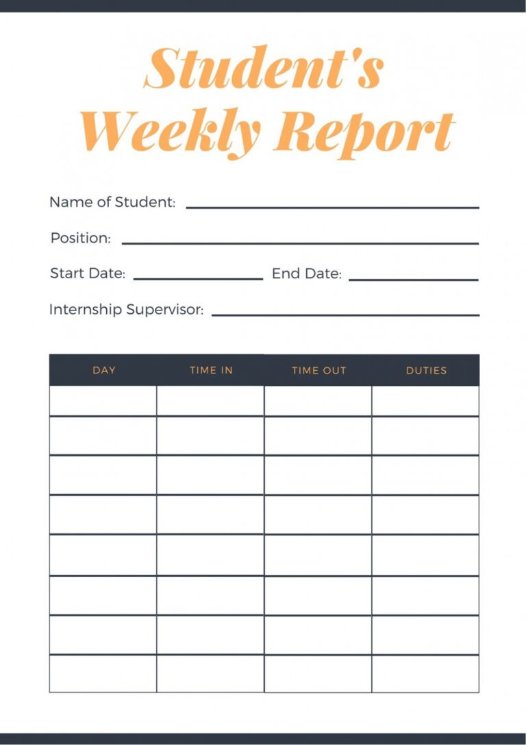 Department Weekly Status Report Template