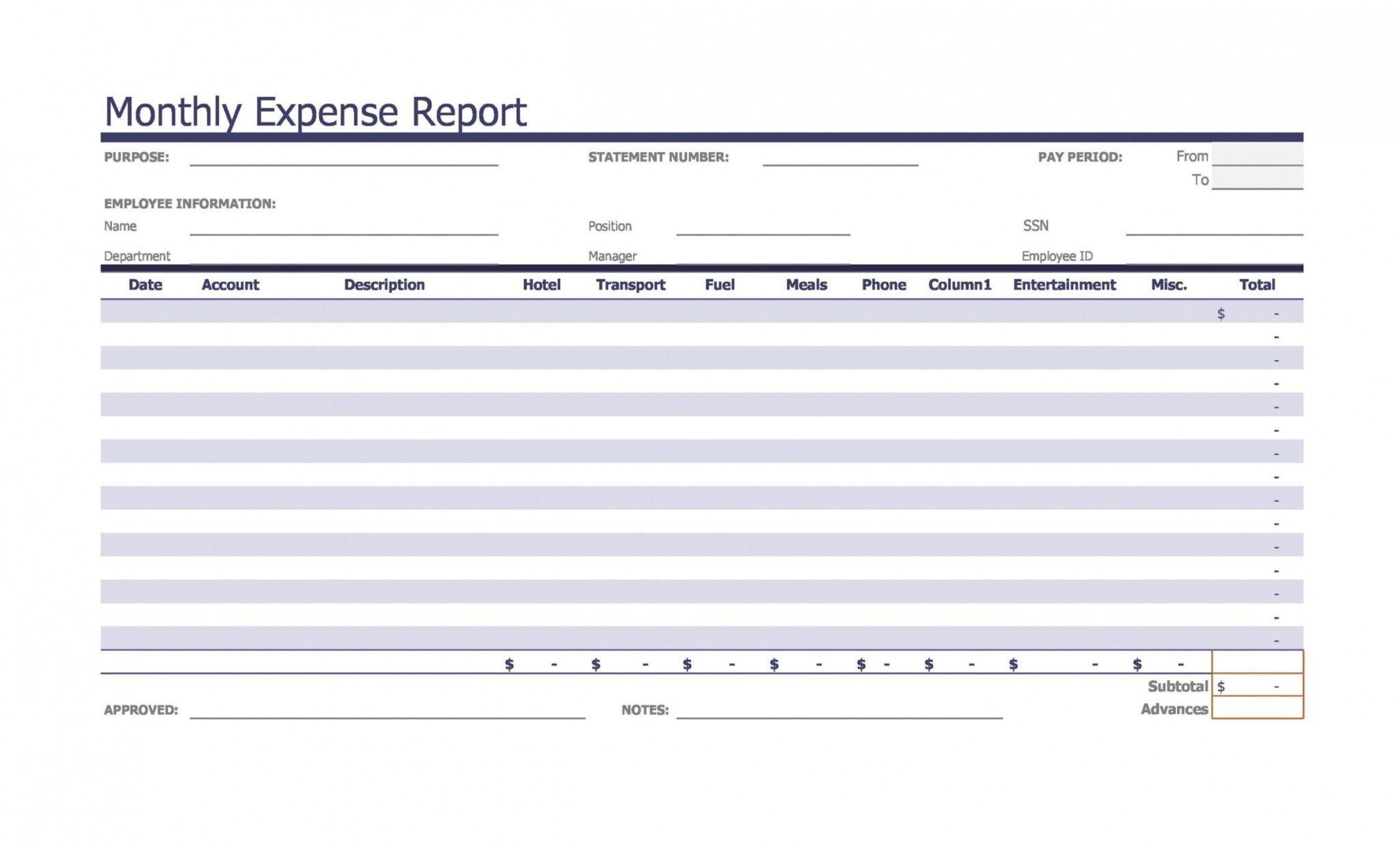 9 Editable Expense Report Template Numbers Mac Example - Tacitproject