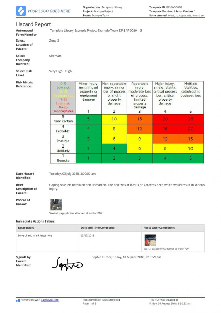 9 Food Safety Incident Report Template Example - Tacitproject