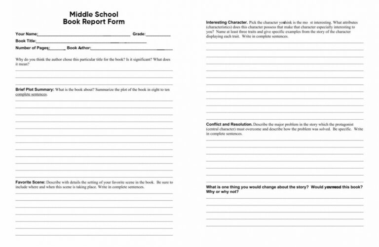 Free Book Report Template High School Doc - Tacitproject
