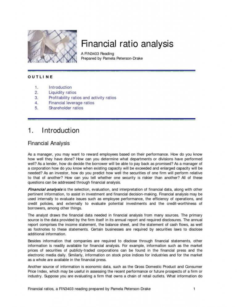 Free Editable Financial Ratio Analysis Report Template Doc - Tacitproject