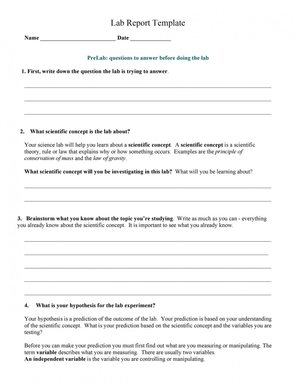 Free Printable Formal Lab Report Template Chemistry XLS - Tacitproject