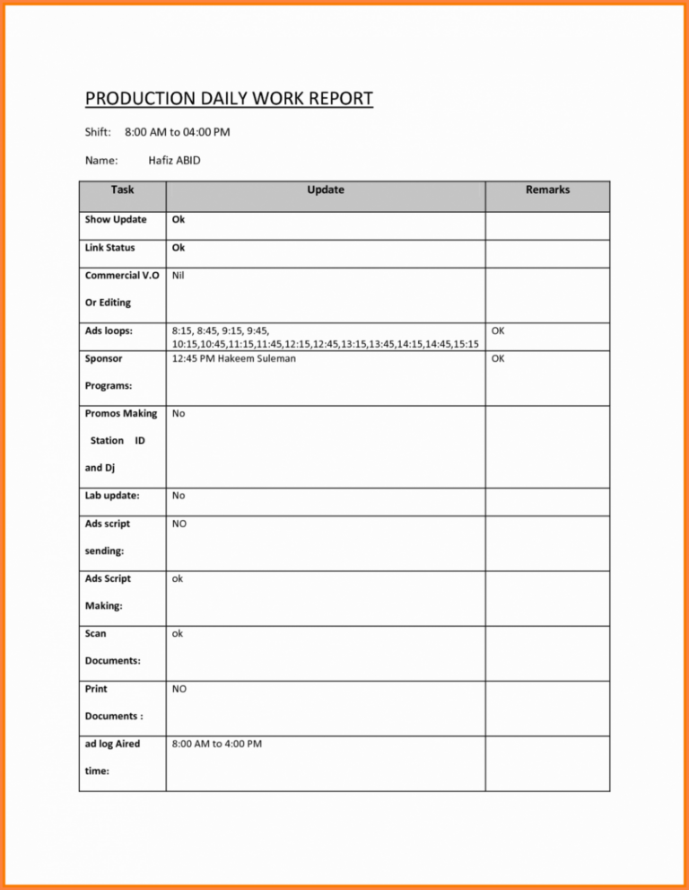 5 Printable Change Of Shift Report Template Example - Tacitproject