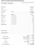 Construction Job Cost Report Template