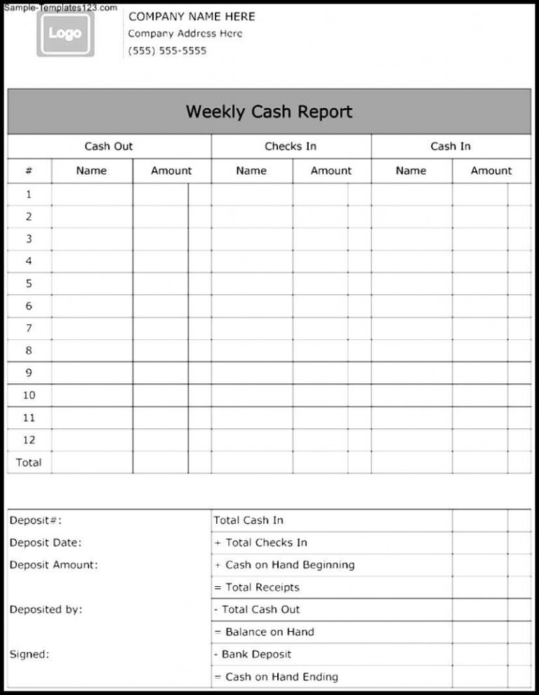 7 Printable Daily Cash Position Report Template Sample Tacitproject