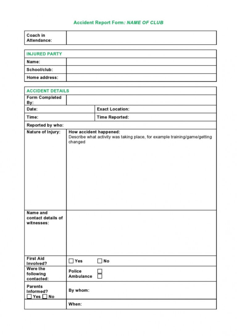 8 Editable Athletic Training Injury Report Template Word - Tacitproject