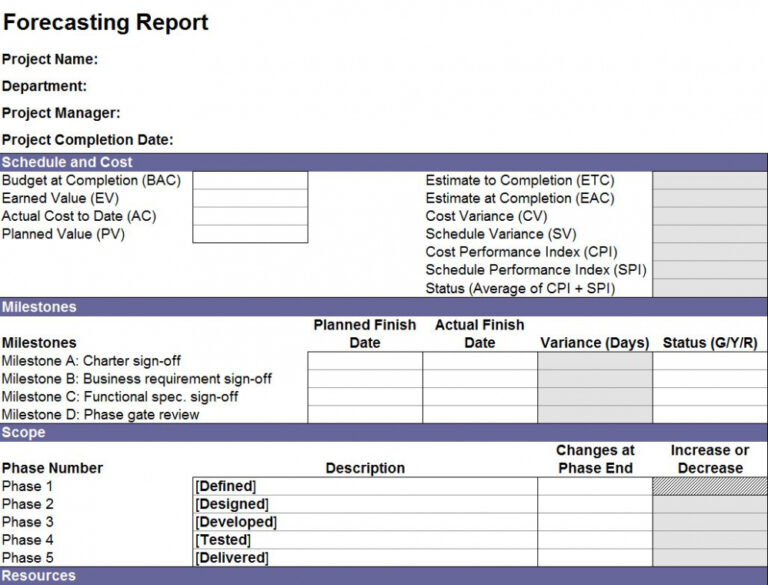 Construction Project Financial Report Template