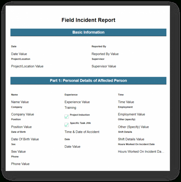 Free Construction Site Incident Report Template - Tacitproject