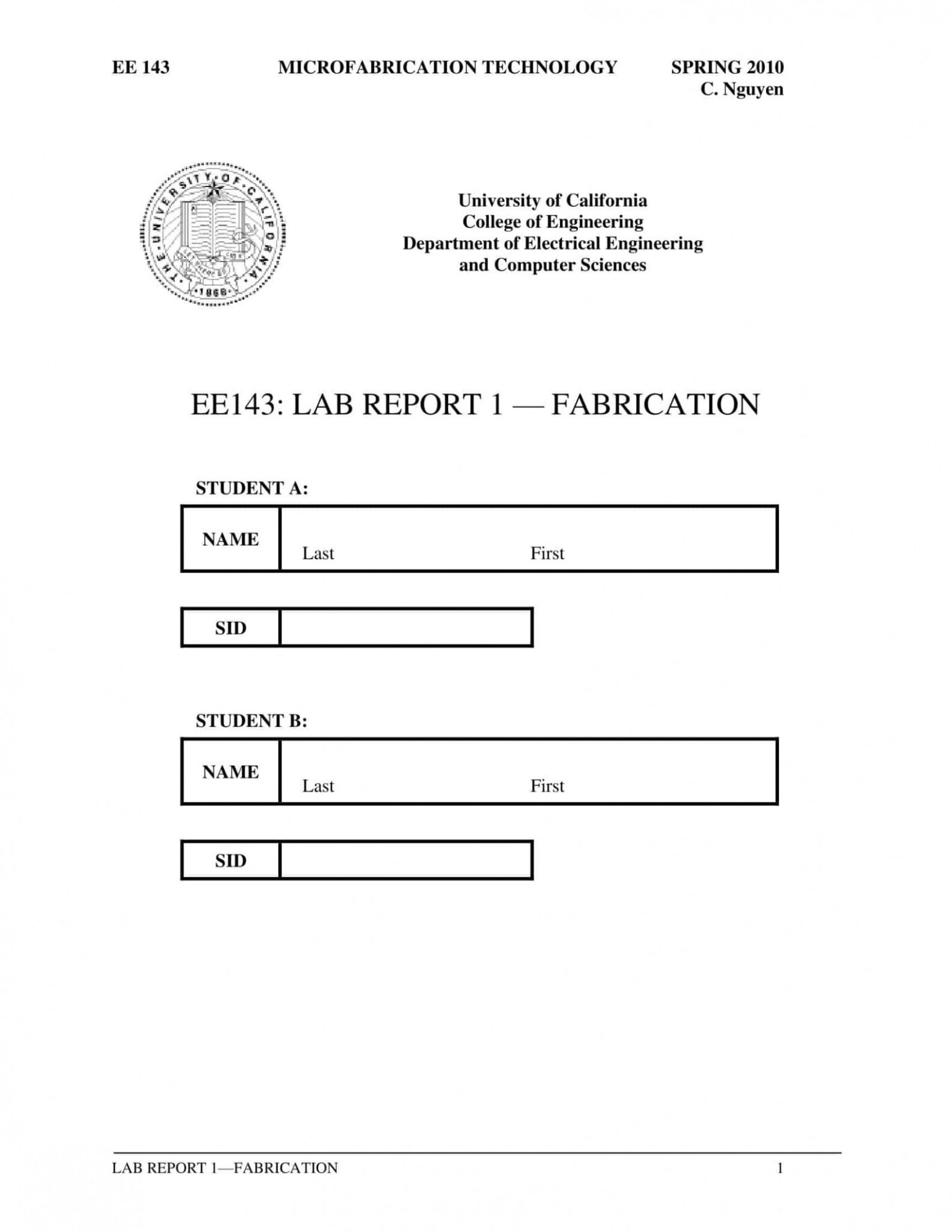 5Th Grade Lab Report Template