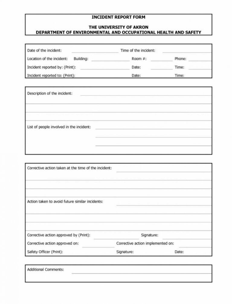 Osha Incident Report Form Template