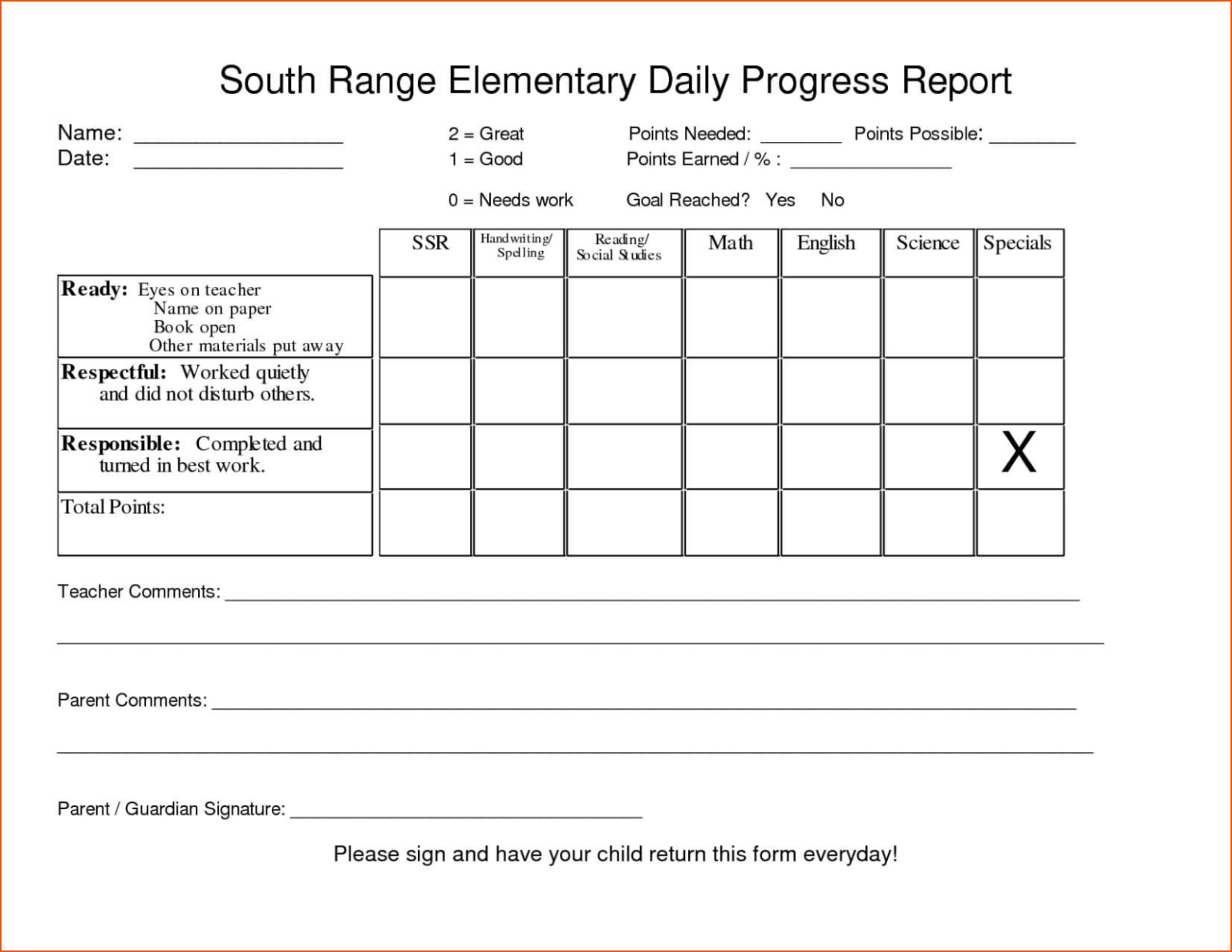 Best Middle School Progress Report Template Example - Tacitproject