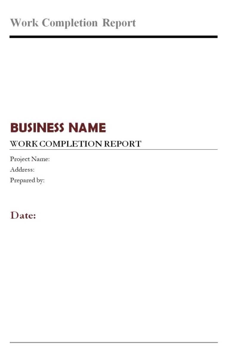 10 Printable Task Completion Report Template Sample - Tacitproject