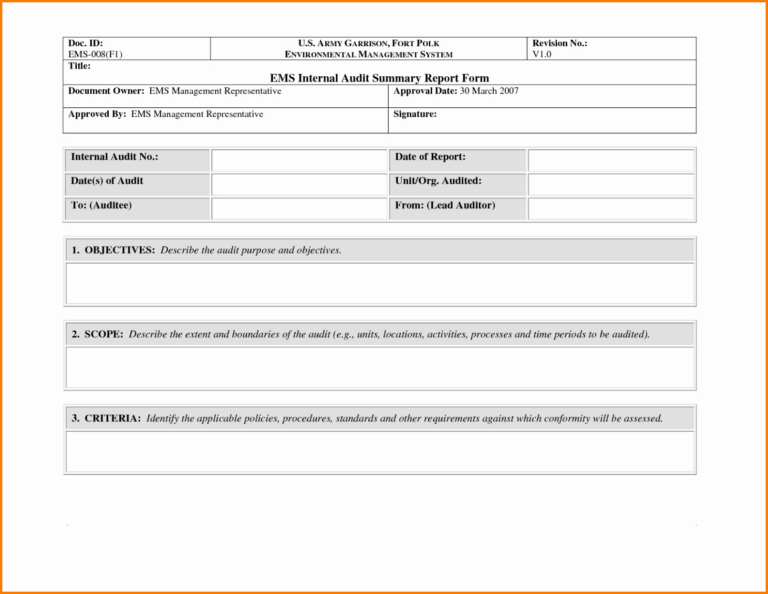 9 Printable Internal Audit Follow Up Report Template PDF - Tacitproject