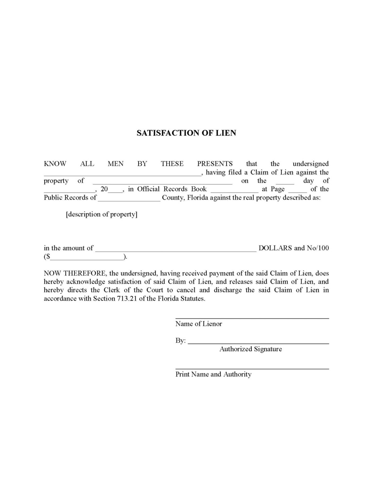 Notice Of Intent To Lien Template