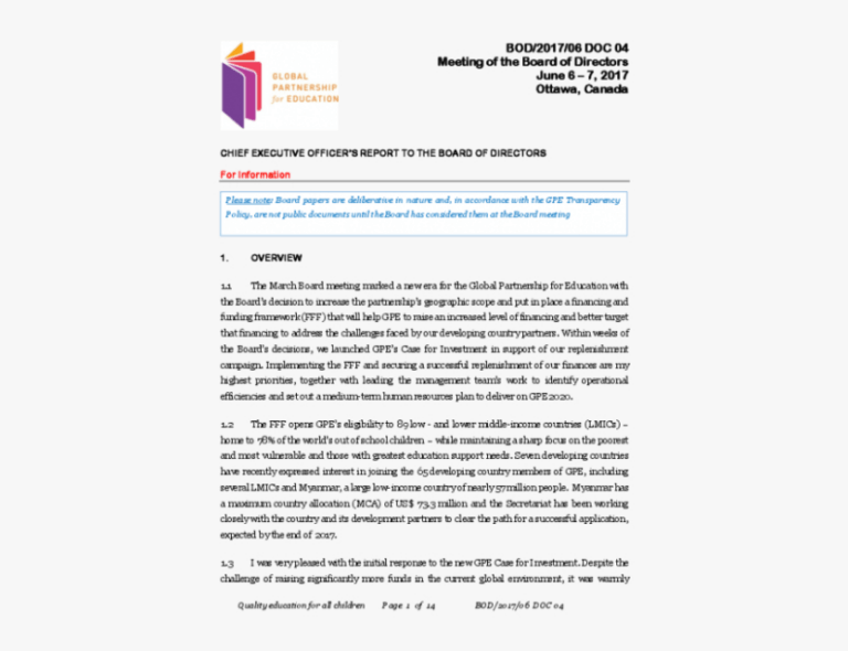 Cfo Report To Board Of Directors Template