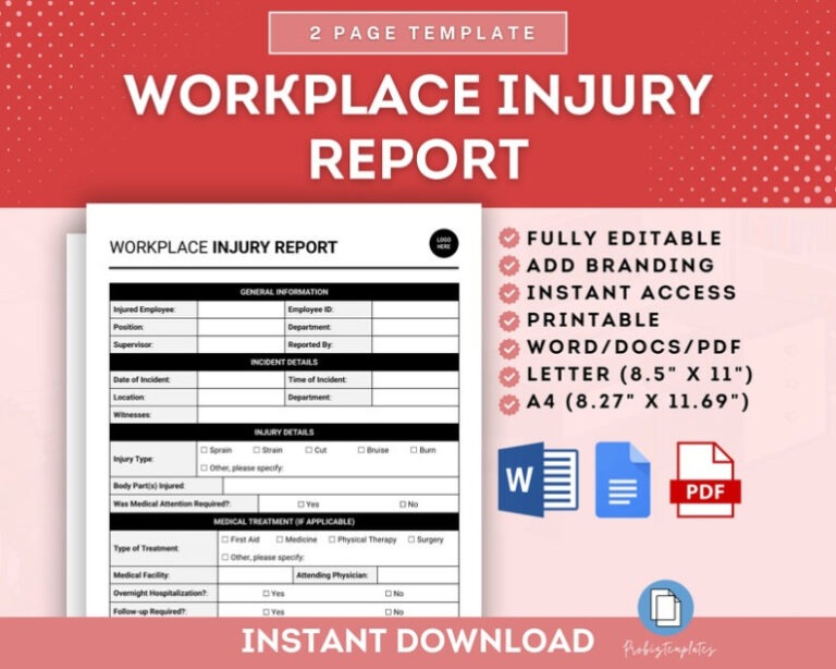 Workplace Injury Report Template