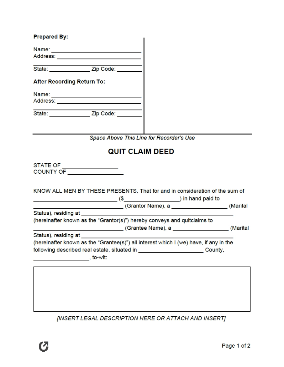 Free Quit Claim Deed Template Fill Sign & Print Wisconsin Quit Claim ...