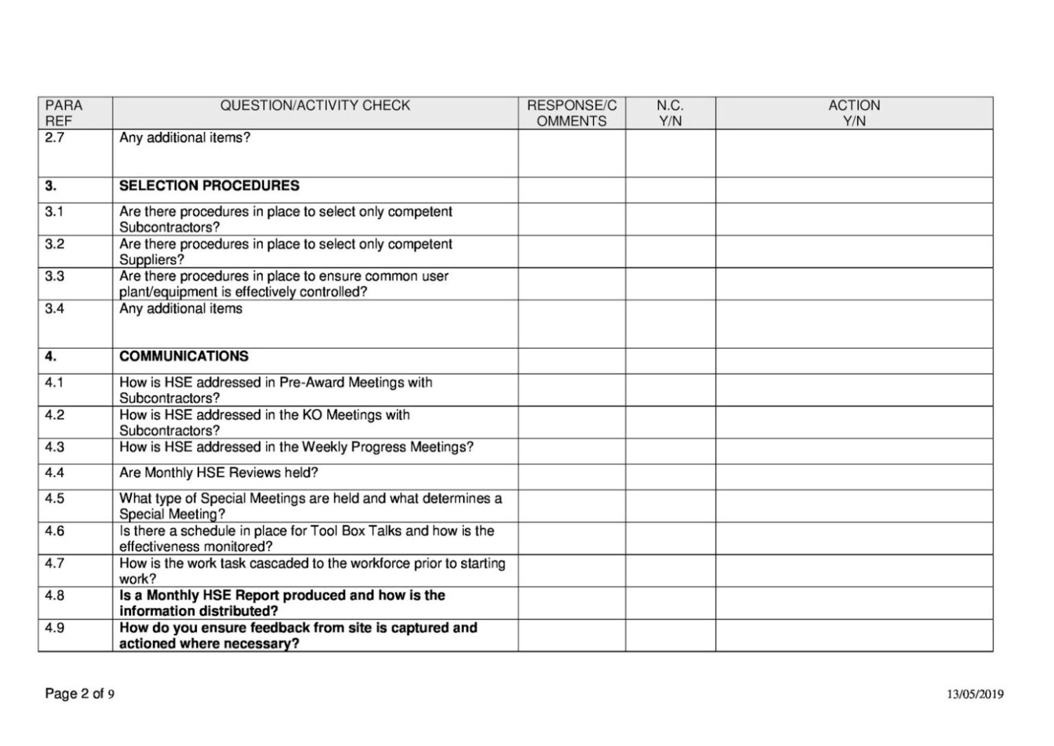 Site Safety Audit Report Template