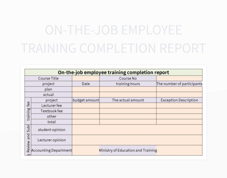 Printable Work Completion Report Template Docx - Tacitproject
