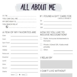 About Me Questionnaire Template