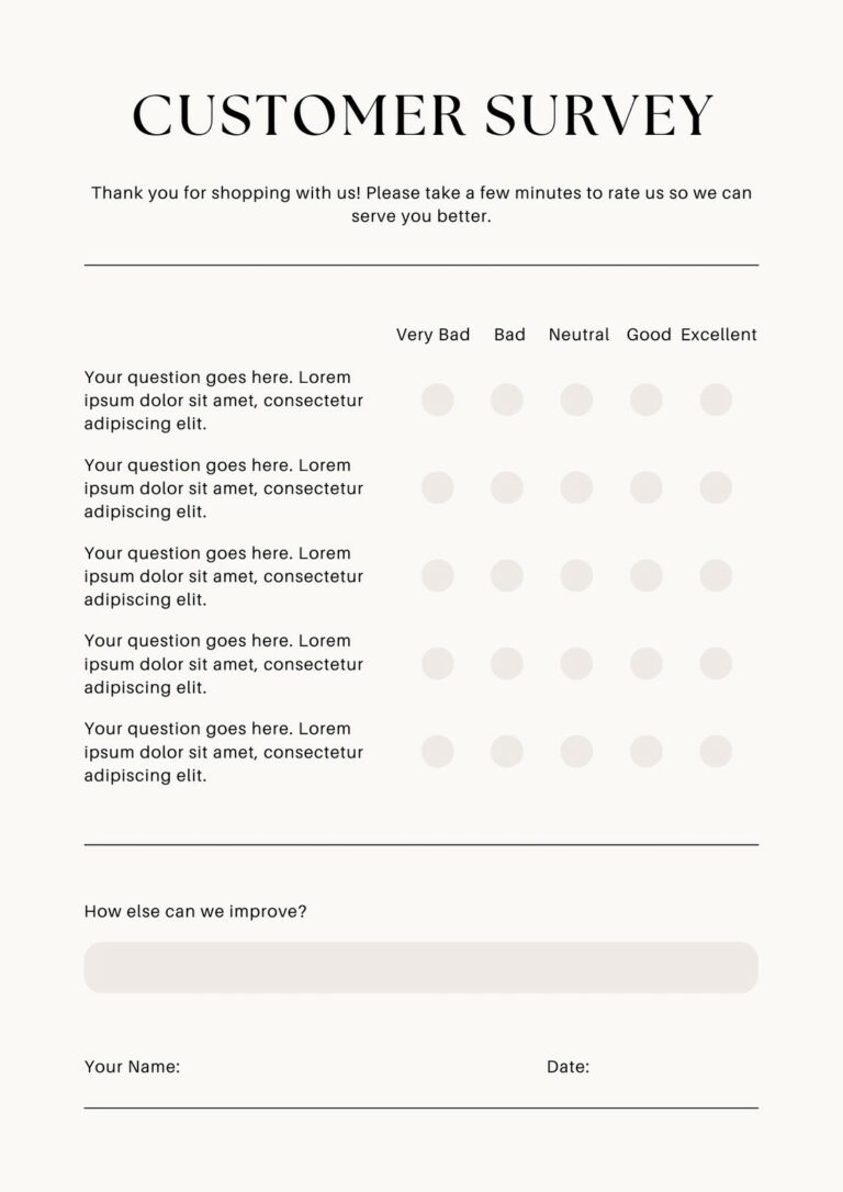 Customer Service Questionnaire Template