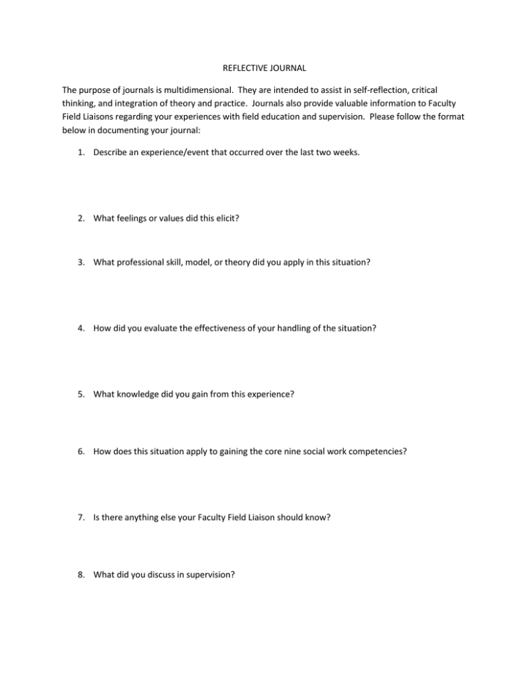 reflective-journal-template-for-social-work - Tacitproject