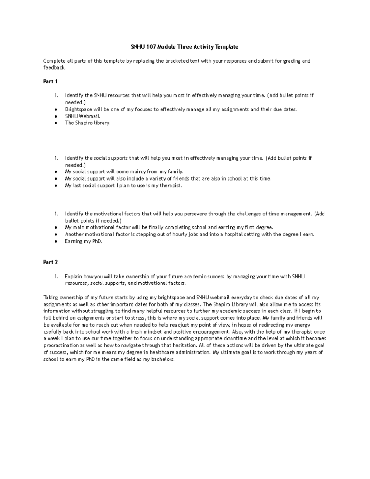 SNHU 107 Module Three Journal Template